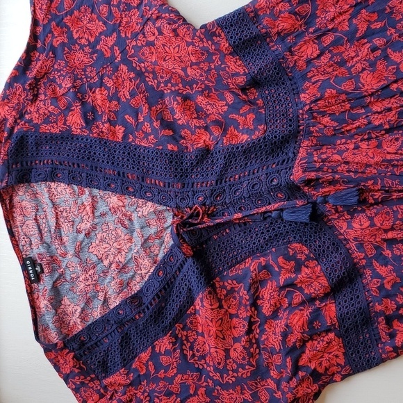 torrid | Tops | Torrid Red And Blue Floral Peasant Top 2 | Poshmark